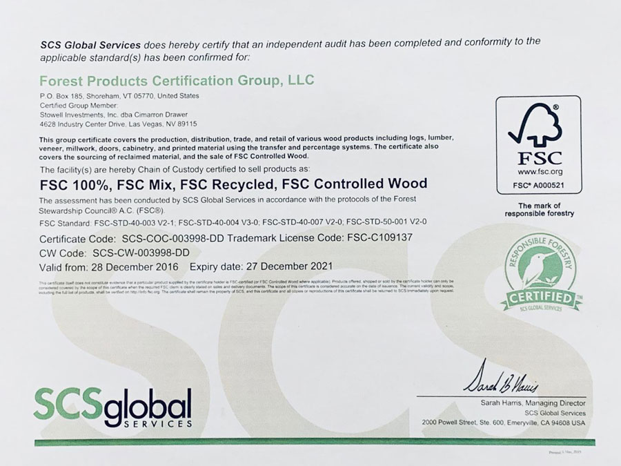 Forest Stewardship Council :Cimarron Drawer Forest Stewardship Council :Cimarron Drawer